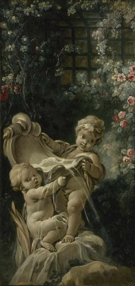 A022119《喷泉上的小孩雕塑》法国画家弗朗索瓦·布歇高清作品 高清名画