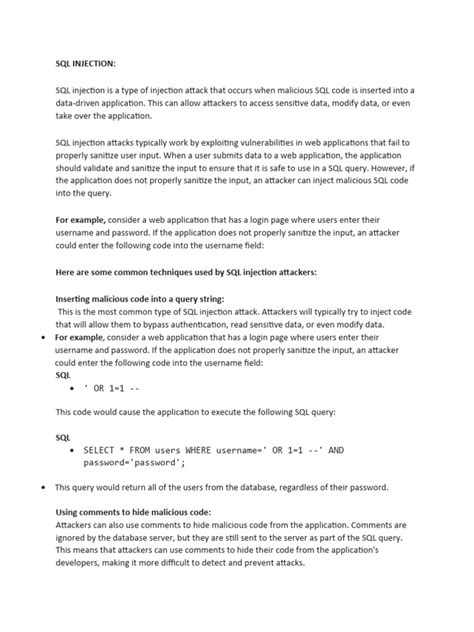 Sql Injection Is A Type Of Injection Attack That Occurs When Pdf Crime Prevention Computer