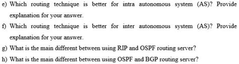 Solved Which Routing Technique Is Better For Intra Autonomous System