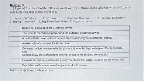 solved question 6 a [ 4 points] match each of the