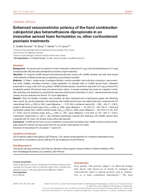 Pdf Enhanced Vasoconstrictor Potency Of The Fixed Combination