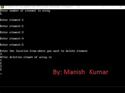 C Program To Delete Element In A Given Array YouTube