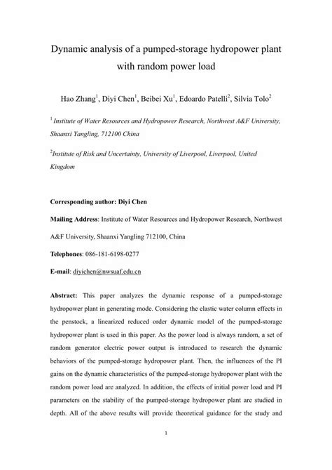 Pdf Dynamic Analysis Of A Pumped Storage Hydropower Plant With