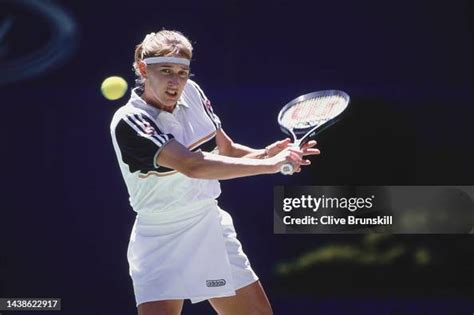 Steffi Graf From Germany Keeps Her Eyes On The Tennis Ball As She