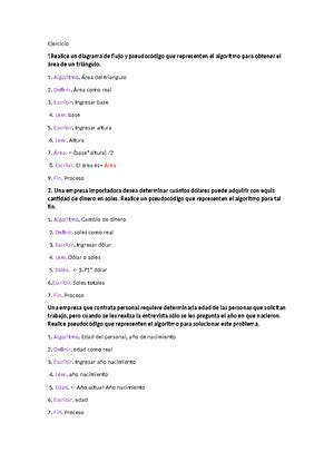 FORO Semana EJERCICIOS ALGORITMO ELABORA UN ALGORITMO EN LENGUAJE NATURAL PARA PODER