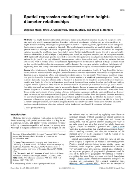 pdf spatial regression modeling of tree height diameter relationships