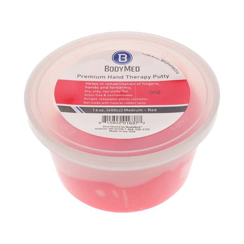Bodymed Premium Hand Therapy Putty Red 16 Oz Medium Strengthening