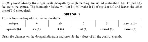 Modify The Single Cycle Datapath By Implementing The