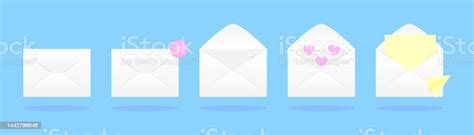 새 메시지 아이콘입니다 현실적인 봉투 편지 하트 및 종이 비행기가 포함 된 이메일 알림 연애편지 발렌타인 데이 벡터 일러스트 레이 션 귀여운에 대한 스톡 벡터 아트 및 기타