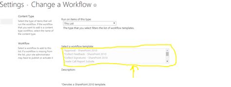 Workflow Settings In Select A Workflow Template Option Missing My Workflow Name SharePoint
