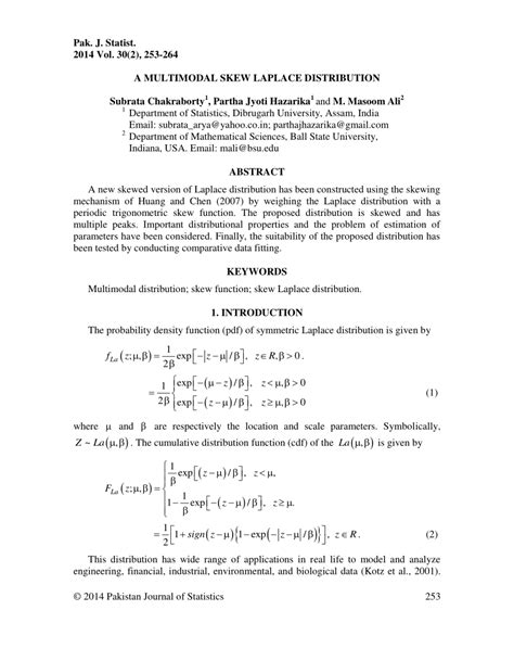 Pdf A Multimodal Skew Laplace Distribution