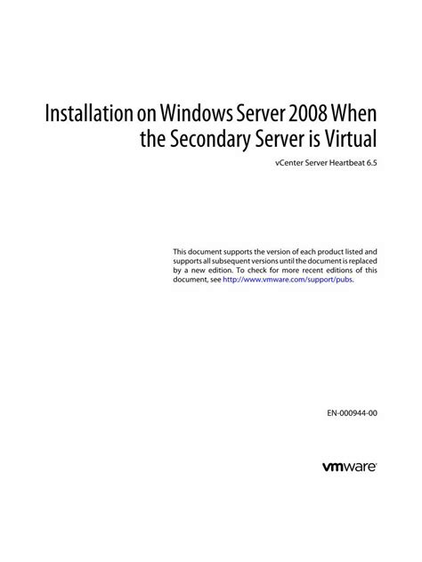 Pdf Installation Of Vcenter Server Heartbeat 65 On Windows Server