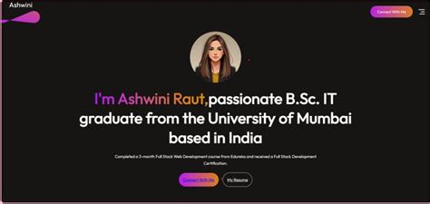 Portfolio Webdevelopment Reactjs Frontend Javascript Codingjourney Ashwini Raut