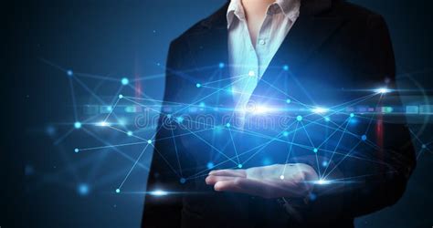 Person Holding Web Hologram Stock Image Image Of Internet Blueprint