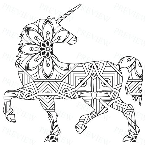 10 Mandala Unicorn Mandala Coloring Pages Commercial License Etsy