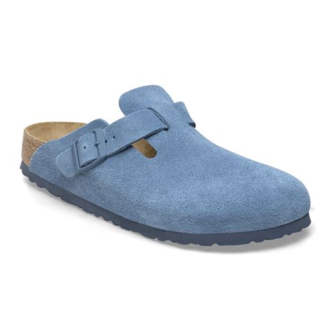 Birkenstock Boston Soft Footbed Clog Elemental Blue Suede Leather