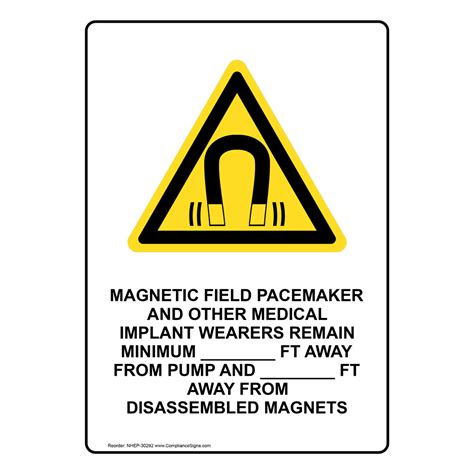 Portrait Magnetic Field Pacemaker Sign With Symbol Nhep 30292