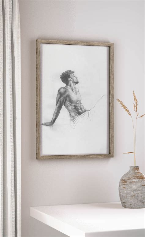 Nude Man Sketch Erotic Pencil Hand Drawing Art Etsy