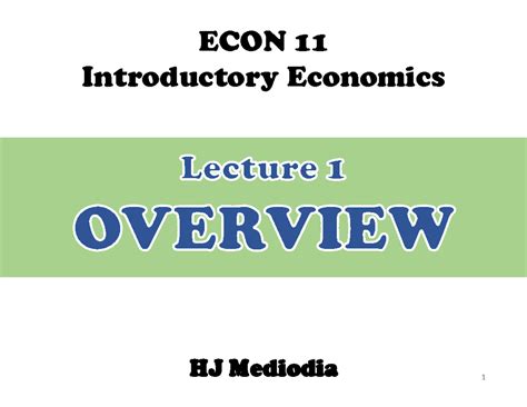 ECON Chapter ECON Introductory Economics HJ Mediodia Economics And Its