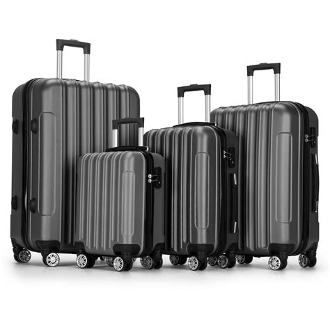 Walmart Ktaxon 4 Piece Hard Luggage Set With Tsa Lock And Spinner Wheels