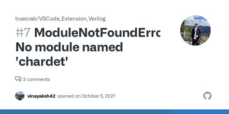 ModuleNotFoundError No Module Named Chardet Issue Truecrab VSCode Extension Verilog