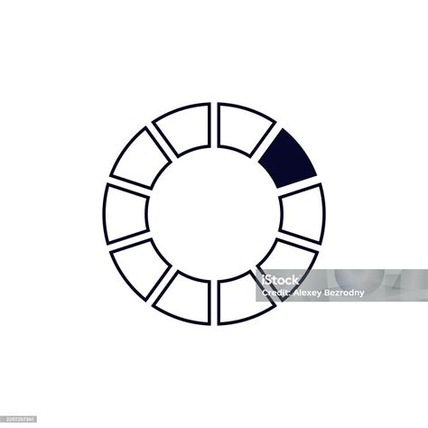 Circular Loading Icon With Segmented Sections And Progress Indicator In Monochrome Design Stock
