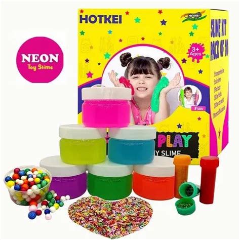 Hotkei 6 Neon Slime Kit Mmulticolor Slime Gel Jelly Set Kit For Boys