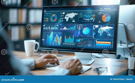 Analyst Uses A Computer And Dashboard For Data Business Analysis And Data Management System