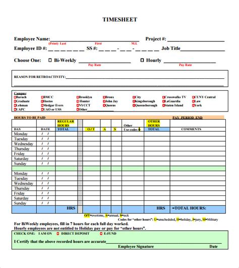 Sample Project Timesheets Sample Templates