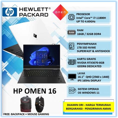 Jual Laptop Gaming Hp Omen Intel I Gen Ram Gb Tb Ssd Rtx Gb Qhd Hz Windows