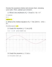Understanding Amplitude And Midline Equations In Trigonometry Course Hero