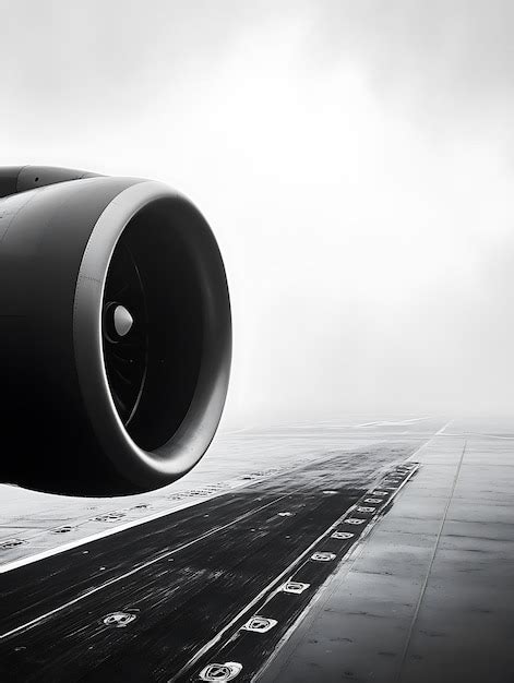 Closeup Of Aircraft Engine In Black And White Premium Ai Generated Image