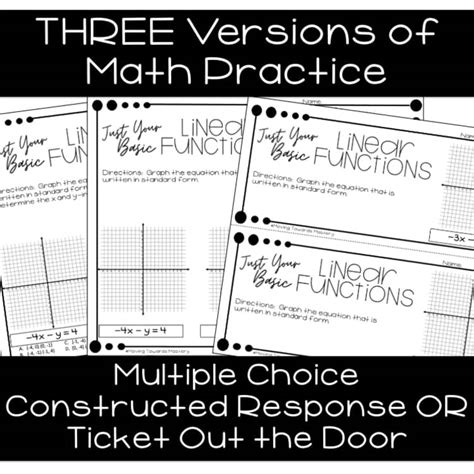 Properties Of Linear Functions Graphing Standard Form Worksheet