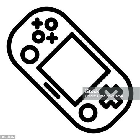 휴대용 게임 콘솔 라인 아이콘입니다 휴대용 게임 패드 벡터 그림은 흰색으로 분리되어 있습니다 게임 개요 스타일 및 앱을 위해 설계되었습니다 Eps 10 Annual