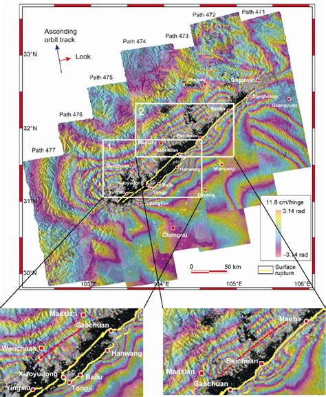 Insar Interferogram Mosaic Image Showing Coseismic Surface Deformation Download Scientific