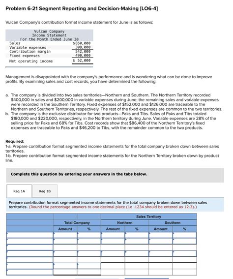 solved problem 6 21 segment reporting and decision making
