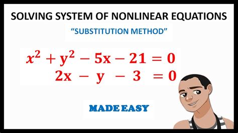Solving System Of Nonlinear Equations Using Substitution Method Precalculus Youtube