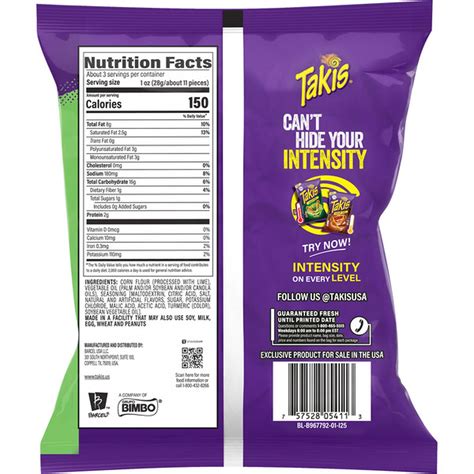 Takis Xtreme Lime 3 25 Oz Snack Size Bag Lime Flavored Rolled Tortilla