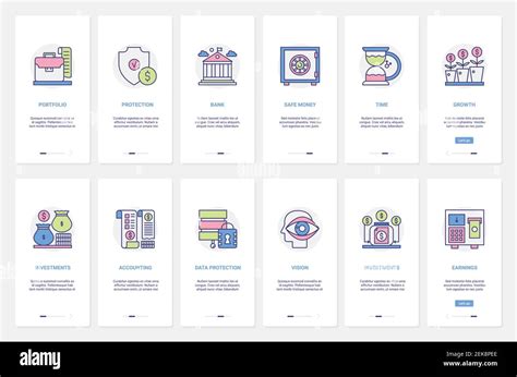 Banking Finance And Accounting Vector Illustration Ux Ui Onboarding Mobile App Page Screen Set