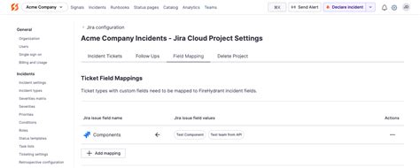 Jira Field Mapping Firehydrant