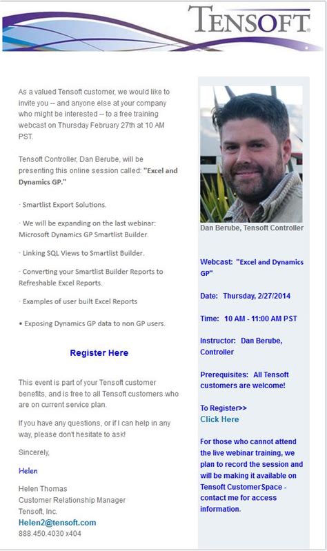Training Webcast Excel And Dynamics Gp
