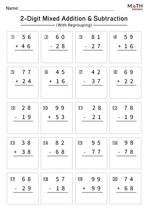 Free Addition And Subtraction With Regrouping Worksheet 4th Grade