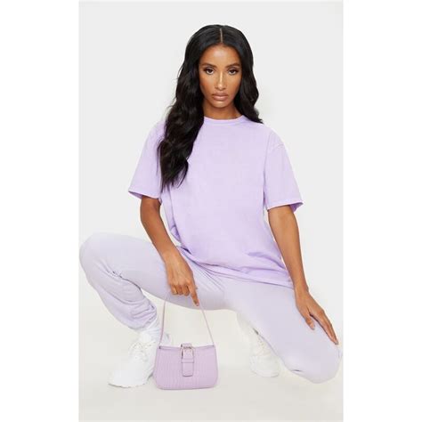 Lilac Oversized Basic Round Neck T Shirt Larapk