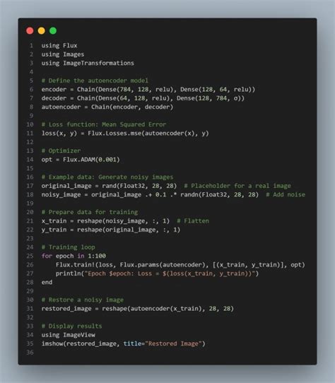 How Do You Train A Denoising Autoencoder For Image Restoration In Julia