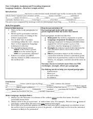 Language Analysis Structure Single Analysis Docx Year 11 English Analysing And Presenting