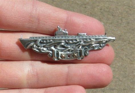 Ww2 Usn Us Navy Submarine Combat Patrol Badge Pin Handh Sterling