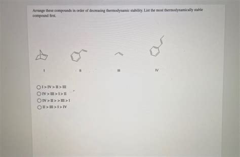 Solved Arrange these compounds in order of decreasing | Chegg.com