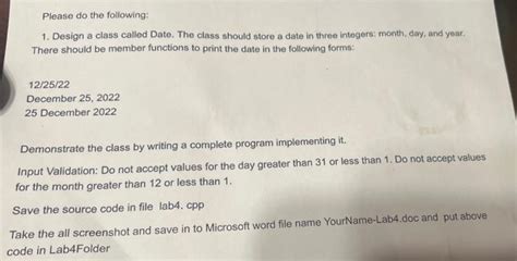 Solved Please Do The Following 1 Design A Class Called
