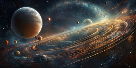 An Artistic Rendering Of The Solar System Or Galaxy With Vibrant Colors And Textures Generative