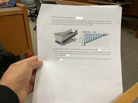 solved 4 distributed load on two supports the slanted